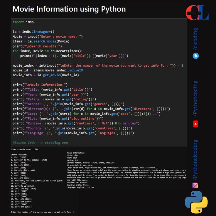 Python Coding On Instagram Movie Information Using Python Free Code