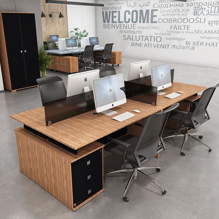 Creative Furniture Dina Series Plus Shape Four Seater Face To Face Office Workstation Cluster