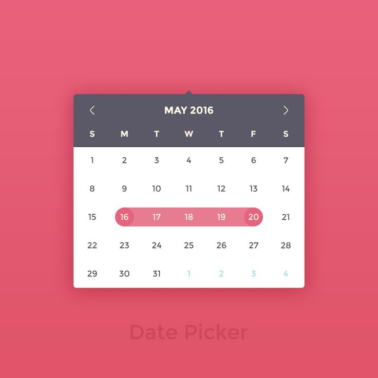 Date Picker Ui Calendar Flat Design Visual Graphic Interface Web App Web Design