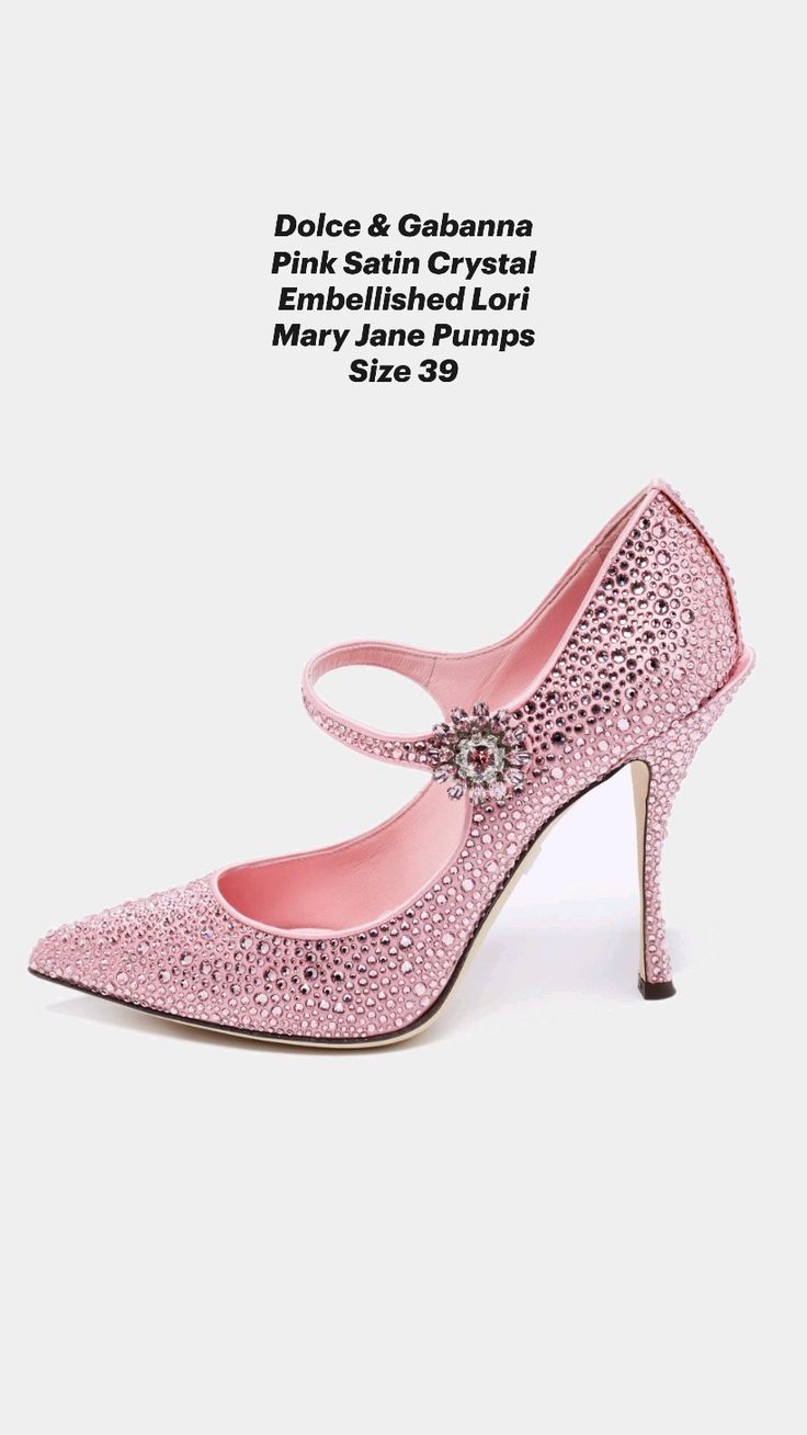 Dolce And Gabanna Pink Satin Crystal Embellished Lori Mary Jane Pumps