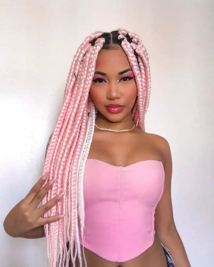 Light Pink Box Braids •natural Hair•natural Hair Styles•braids Pink Box Braids Box Braids
