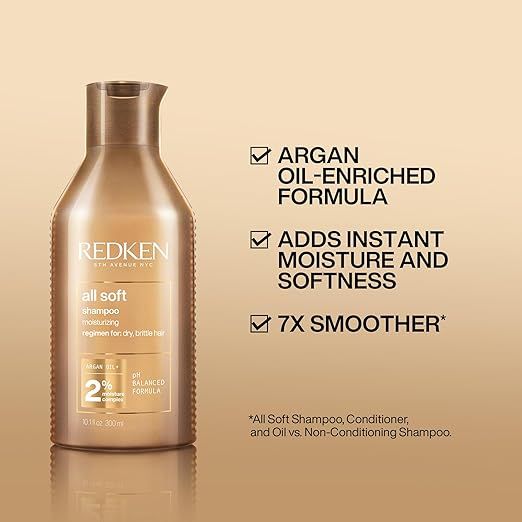 Redken All Soft Shampoo Deeply Moisturizes And Hydrates Softens Smooths And Adds Shine