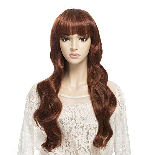 Daots Wig Long Curly Brown Wigs For Women Wig Cap And Bobby Pins 28 Cosplay Synthetic Wig Brown