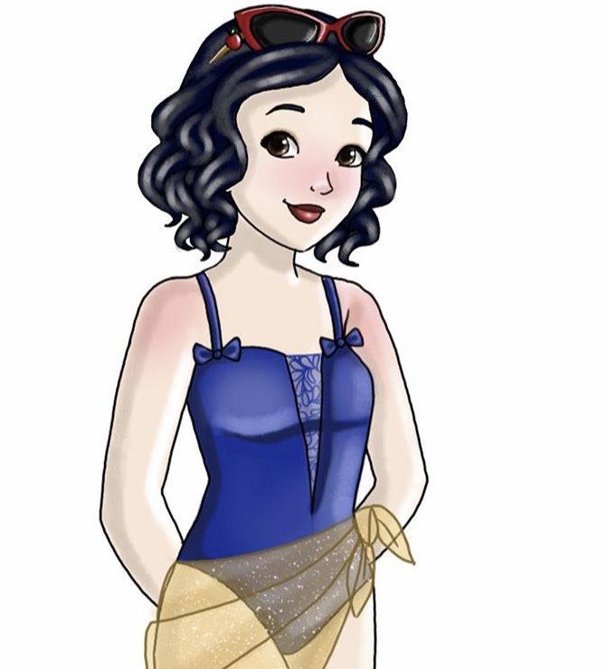 Snow White In Swimwear Alternative Disney Princesses Disney Princess Modern Disney Princess