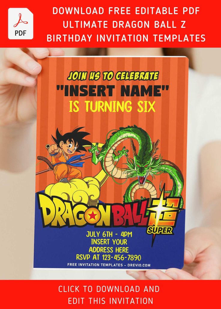 Free Editable Pdf Ultimate Dragon Ball Z Birthday Invitation Templates