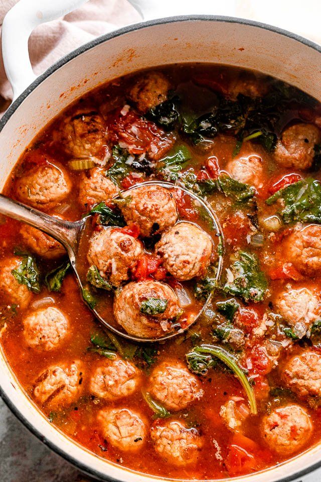 Delicious And Cozy Meatball Soup Prepared In Just 30 Minutes With