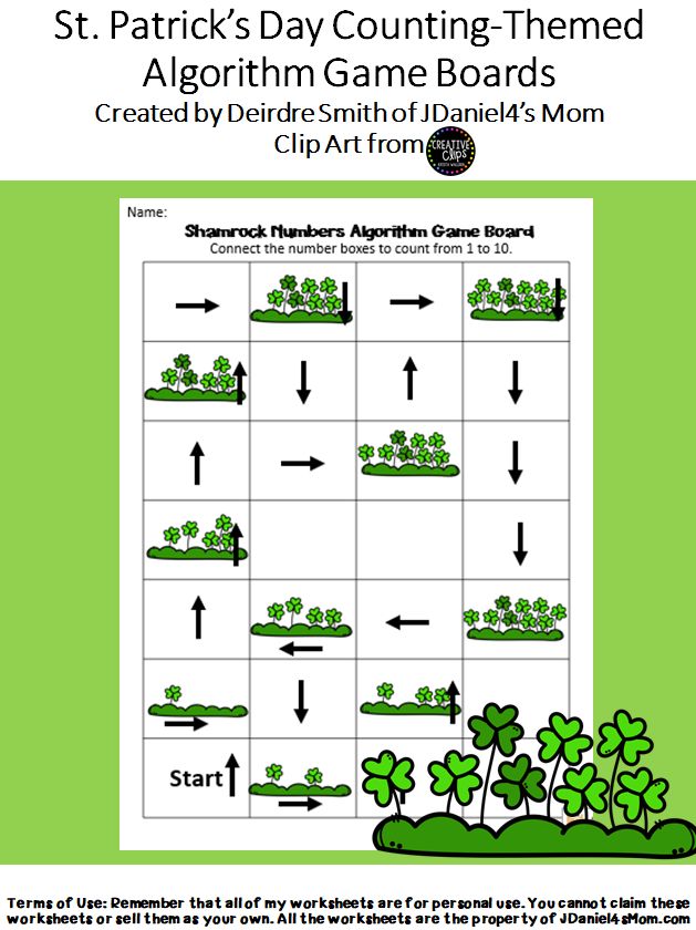 Offline Coding Academy St Patrick S Day Counting Themed Algorithm Game Boards Algorithm