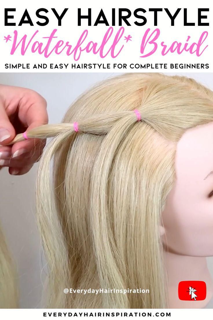 Easy Waterfall Braid For Beginners No Braid Hairstyle Only Elastics Everyday Hair
