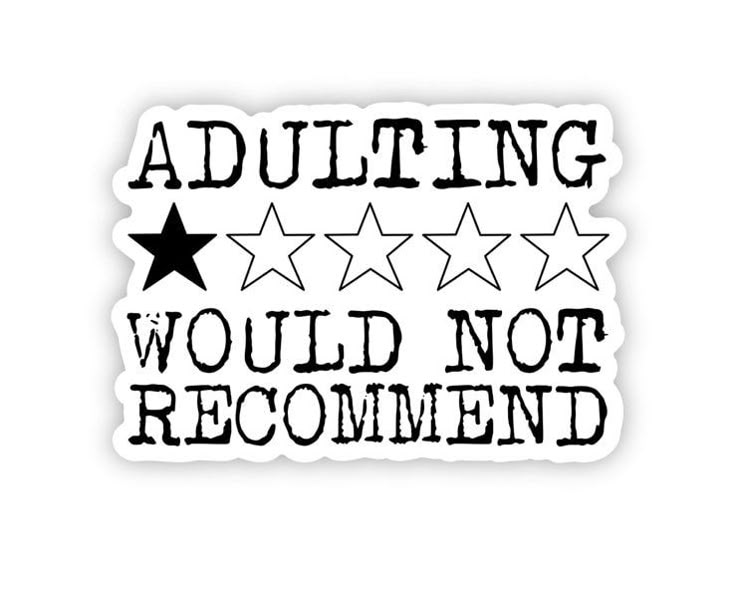Adulting Would Not Recommend Sticker Sarcasm Decal Funny Sticker Window Decal Junk Journal
