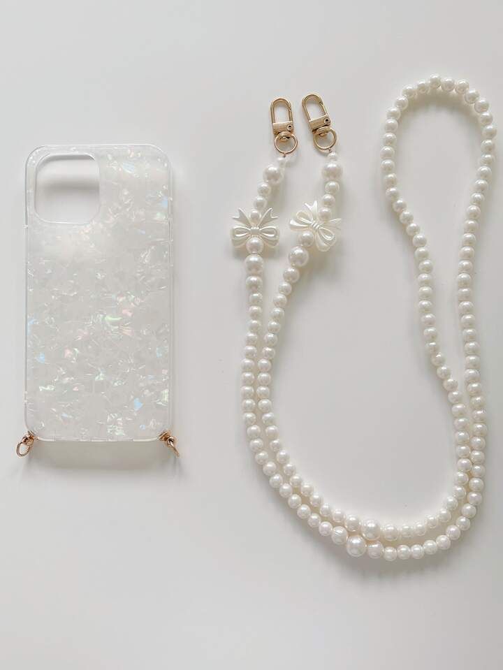 Minimalist Phone Case With Faux Pearl Beaded Lanyard | SHEIN USA ... Minimalist Phone Case With Faux Pearl Beaded Lanyard | SHEIN USA ...