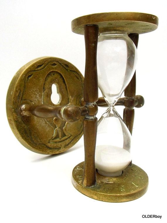 Brass Rotative Sandglass Freestanding Or Wall Mounted Hourglass Vintage Egg Timer White Sand