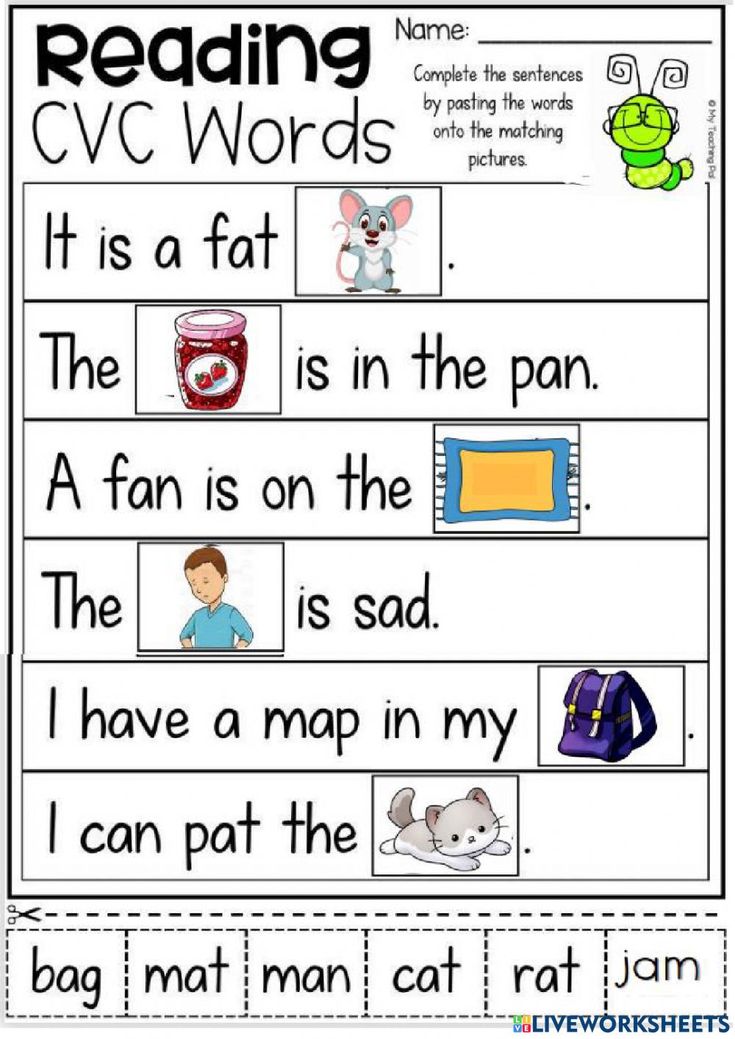 Reading Cvc Words Worksheet For The Beginning And Ending Sounds With Pictures On It