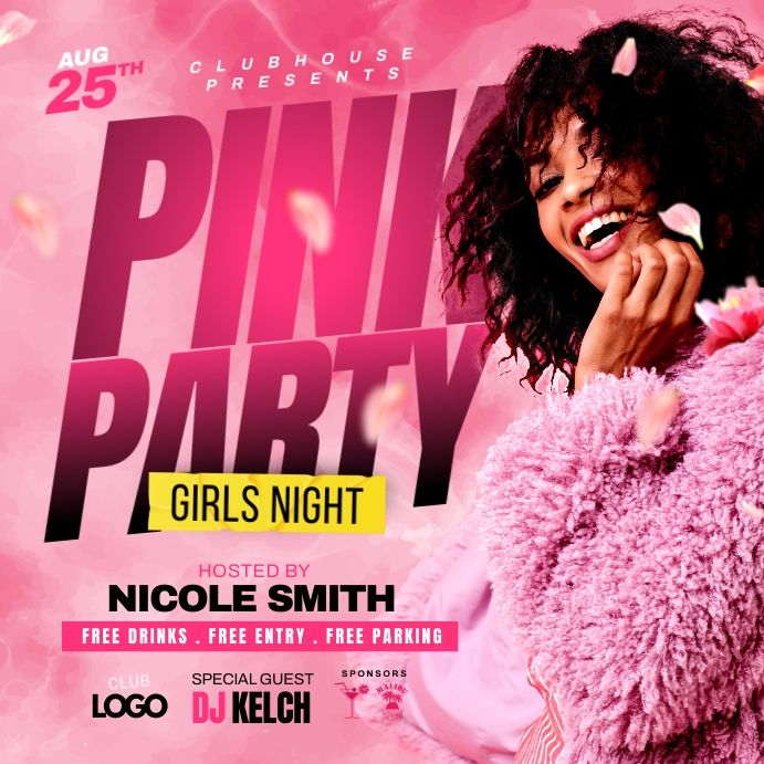 Copy Of Pink Affairs Night Party Flyer And Poster Design Ladies Night Pink Parties