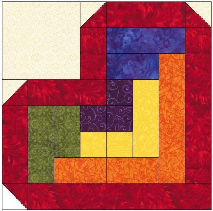 Log Cabin Heart Quilt Block Pattern Log Cabin Quilt Pattern Heart