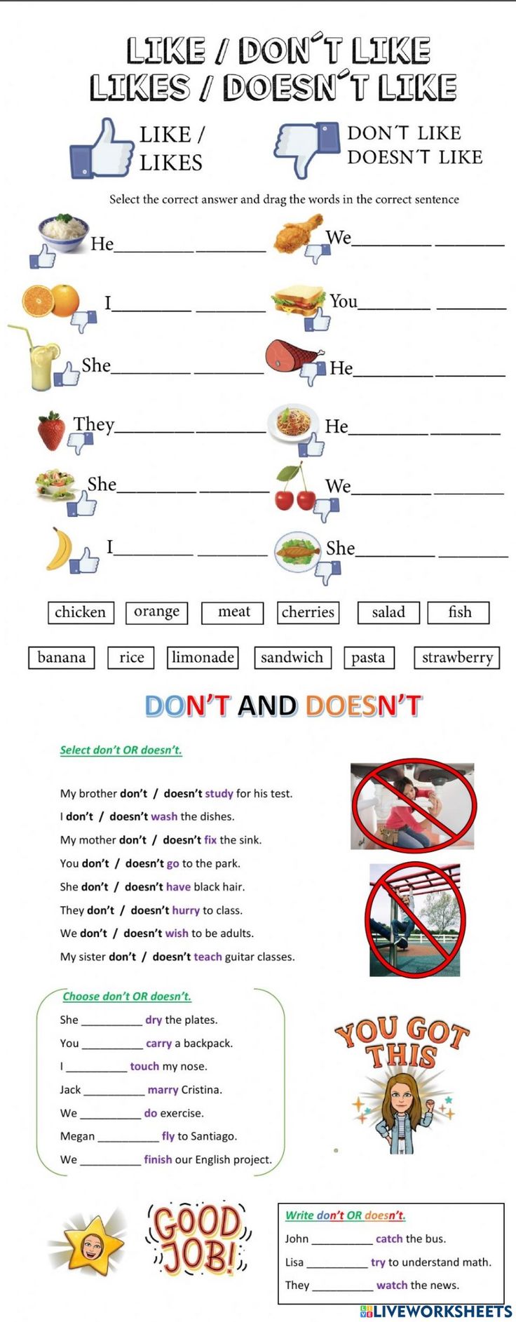Ejercicio de Don't doesn't | Cuadernos interactivos, Curso de inglés ... Ejercicio de Don't doesn't | Cuadernos interactivos, Curso de inglés ...