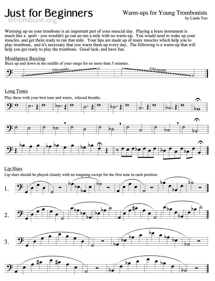 This Trombone Warm Ups Pdf Is Ideal For Beginningintermediate Trombone Players Beginners
