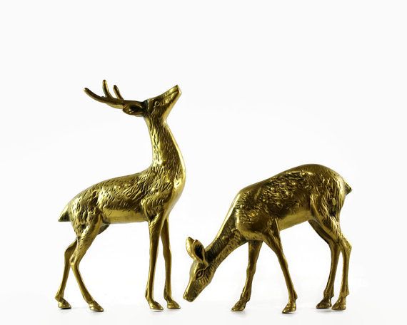 Vintage Brass Deer Pair Buck And Doe Figurine Stag Etsy Buck And Doe Vintage Brass Deer