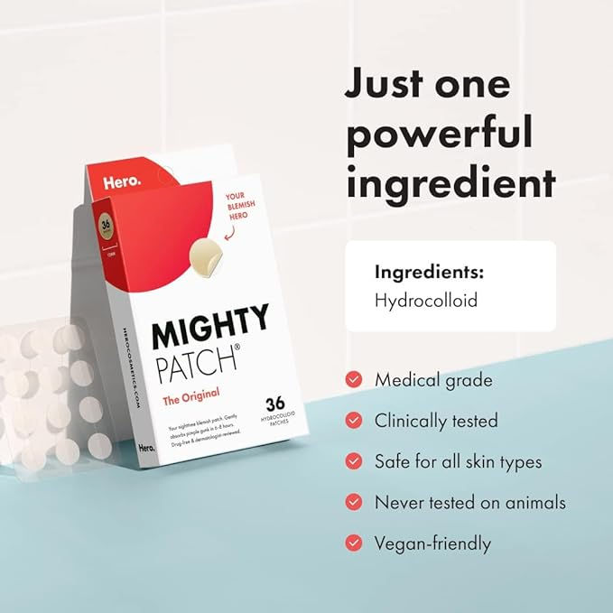 Hero Cosmetics Mighty Patch™ Original Patch Hydrocolloid Acne Pimple Patch For Covering Zits
