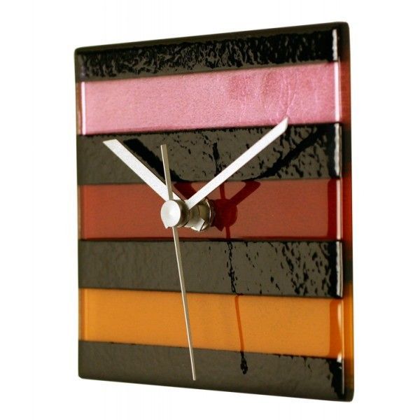 River City Clocks Square Glass Stripe Wall Clock Wall Clock Clock Contemporary Wall Clock