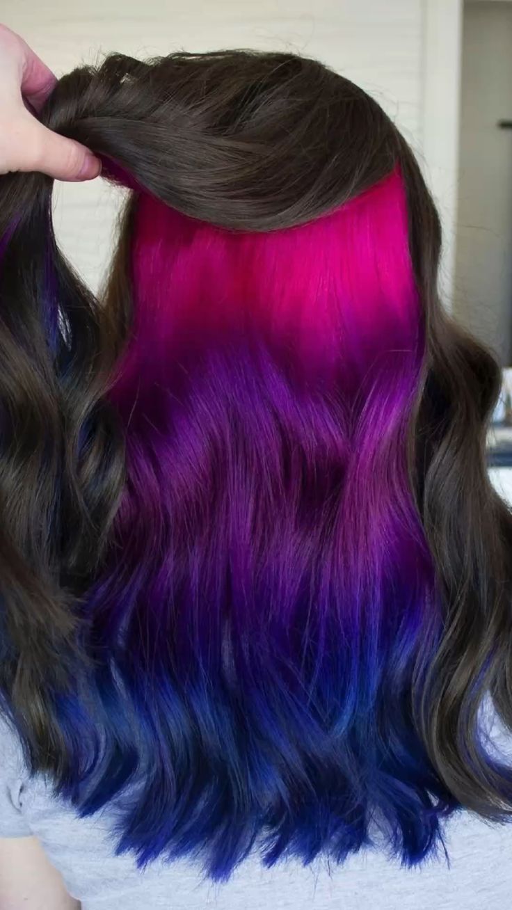 Peekaboo Highlights Hidden Hair Color Long Hair Styles Hair Highlights