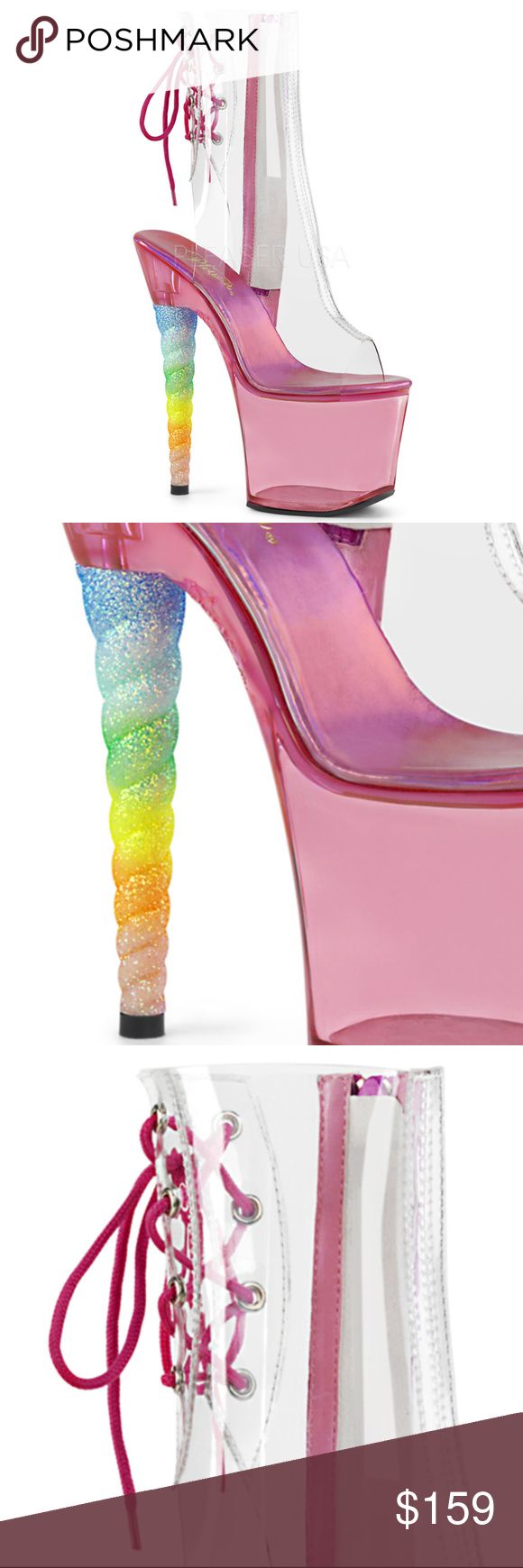 Unicorn High Heel Platform Lace Up Ankle Boots