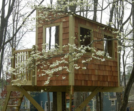 Kauri Treehouse Plans To Build In One Tree Or Free Standing Etsy Tree House Plans Tree
