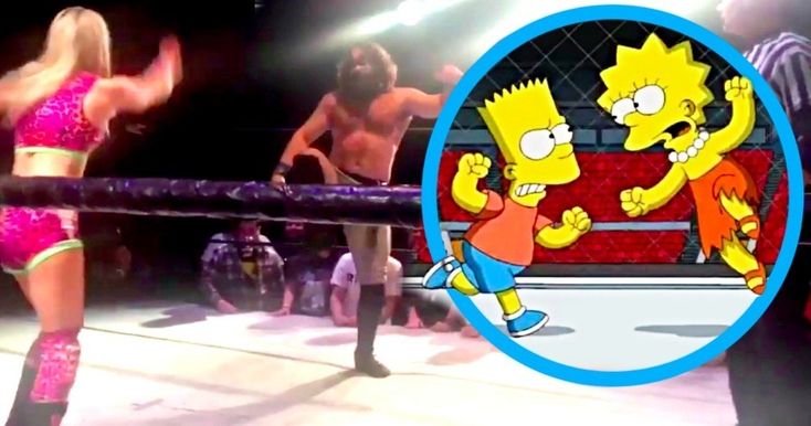 Pro Wrestlers Recreate Iconic Bart Vs Lisa Fight From The Simpsons The Simpsons Wrestling