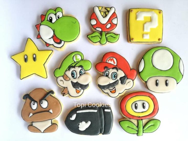 Super Mario Brothers Birthday Party Iced Sugar Cookies Super Mario