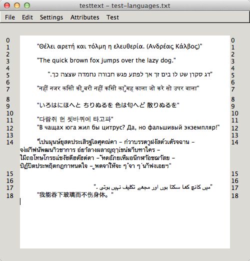 The Gtk Testtext Test Rendering Glyphs From Different Scripts Using Coretext But Through