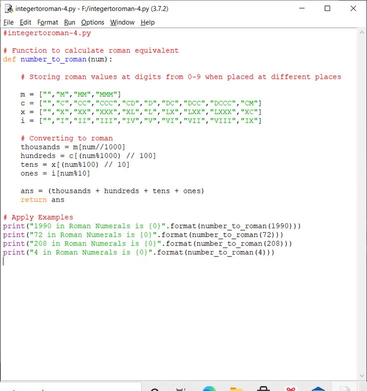 Python Code For Converting Integers To Roman Numerals Using Lists No Need To Use Loops