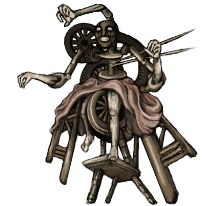 A Skeleton Sitting On Top Of A Chair With Two Swords In His Hand And Holding The Wheel