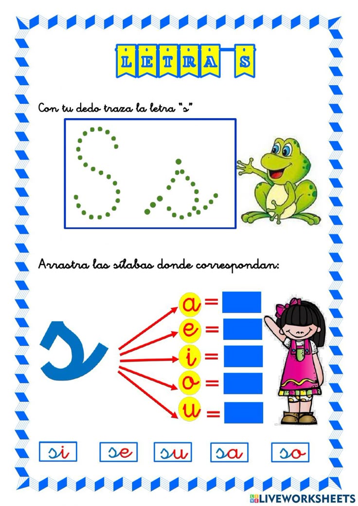 Letra S Interactive Worksheet Actividades De Alfabetización Práctica De La Caligrafía
