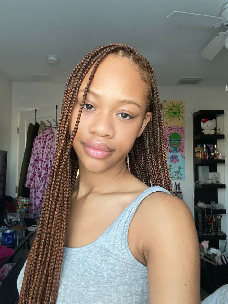 Went Brown For Bhm Yupp Cute Box Braids Hairstyles Brown Box Braids Box Braids Hairstyles