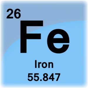 The Symbol For Fe Is Shown In Black And White On A Light Blue Background