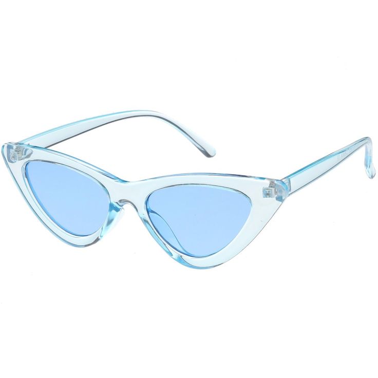 Womens Retro 1990s Narrow Flat Color Tone Lens Cat Eye Sunglasses