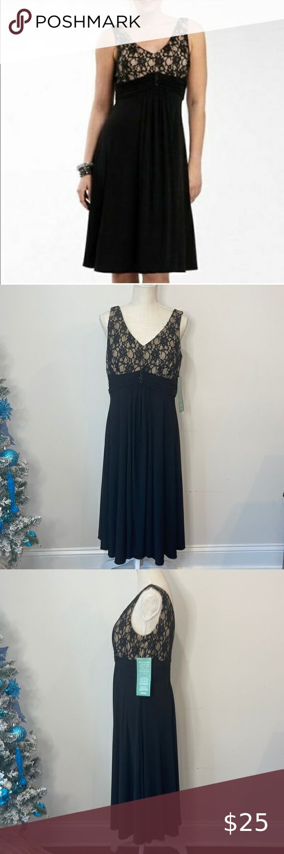 Jessica Howard Black Cocktail Dress Lace V Neck In 2022 Cocktail