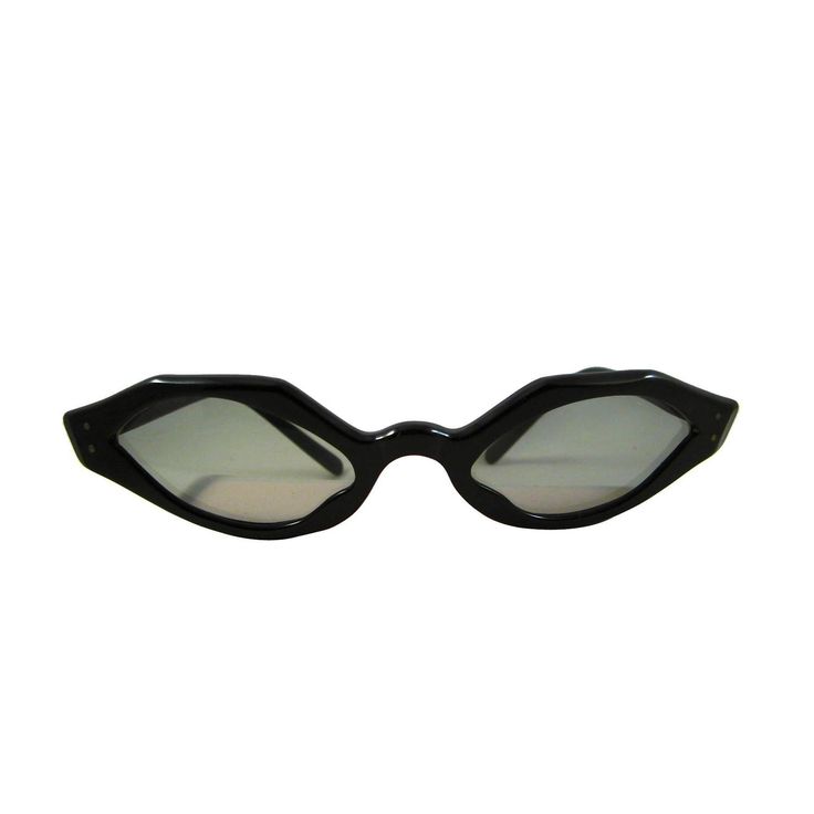 Paulette Guinet Black Resin Cat Eye Sunglasses Deadstock 1960s Cat