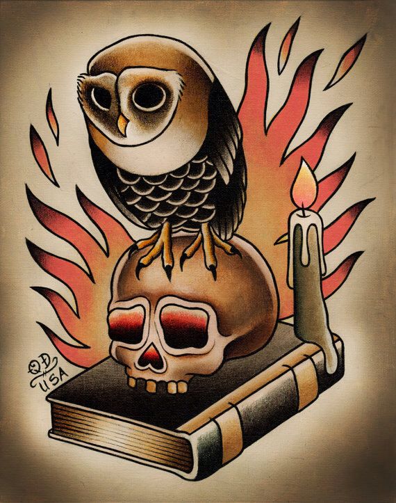 Old School Owl Traditional Owl Tattoos Traditional Tattoo Prints American Traditional Tattoo