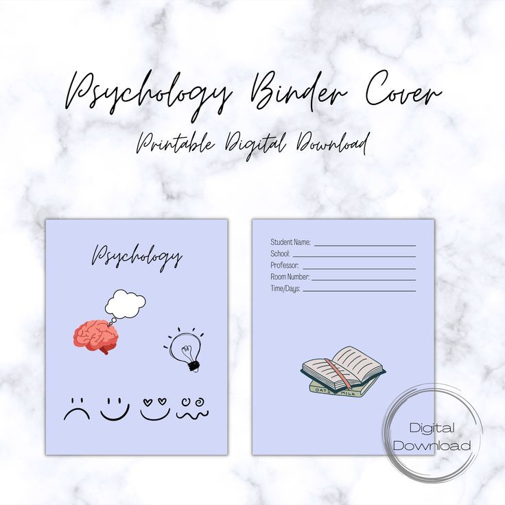 Psychology Class Binder Cover Printable Pdf Binder Cover Etsy In 2022 Binder Covers