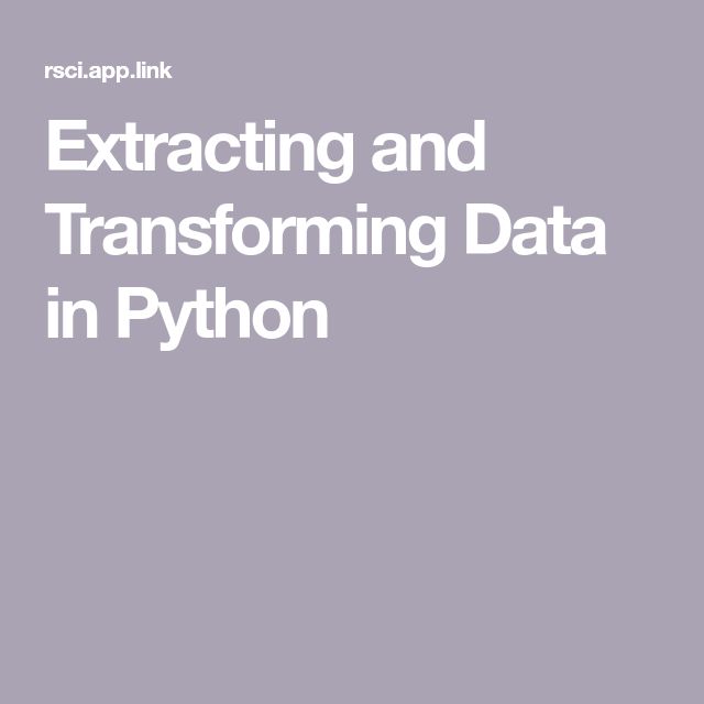 Extracting And Transforming Data In Python