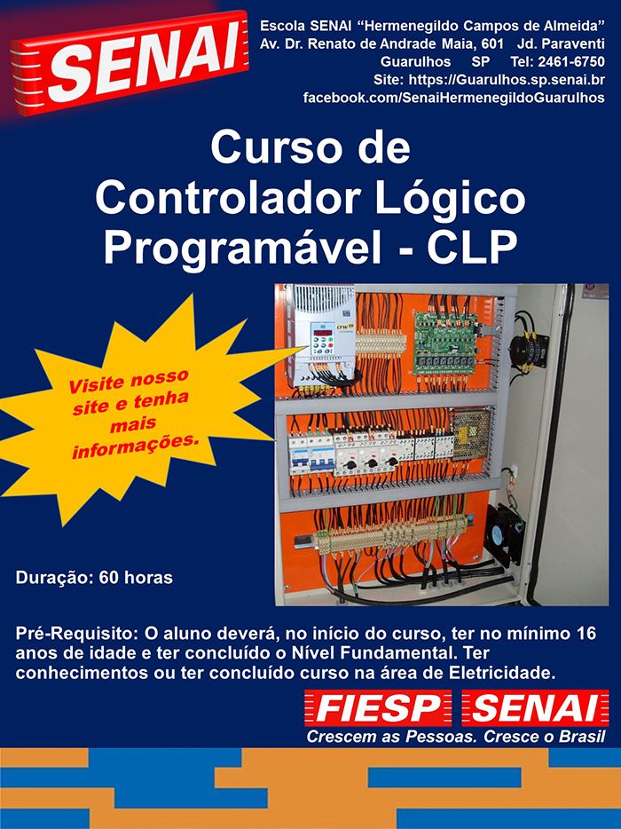 CURSO DE CONTROLADOR LÓGICO PROGRAMÁVEL - CLP | Escola senai, Lógico ... CURSO DE CONTROLADOR LÓGICO PROGRAMÁVEL - CLP | Escola senai, Lógico ...