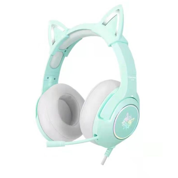 Onikuma K9 Blue Cute Cat Ear Headphone With Mic Asmpick Headphone With Mic Cat Ear Headset