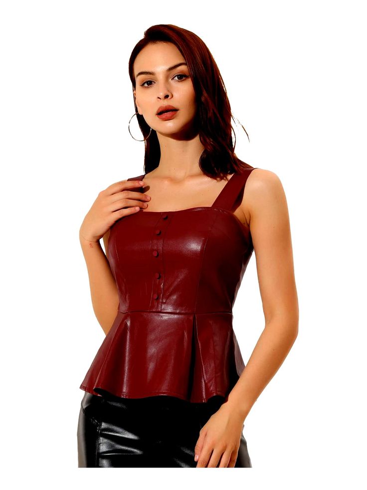 Allegra K Womens Pu Faux Leather Bustier Crop Top Gothic Punk Corset