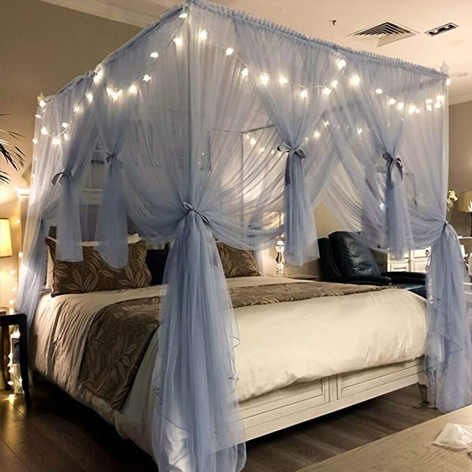 Joyreap 4 Corners Post Canopy Bed Curtain For Girls And Adults Royal Luxurious Cozy