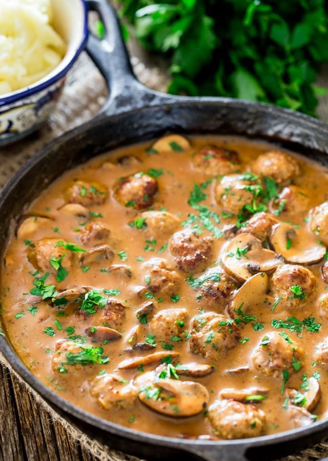 Meatballs With Mushroom Sauce Pork Meatballs In A Delicious Creamy