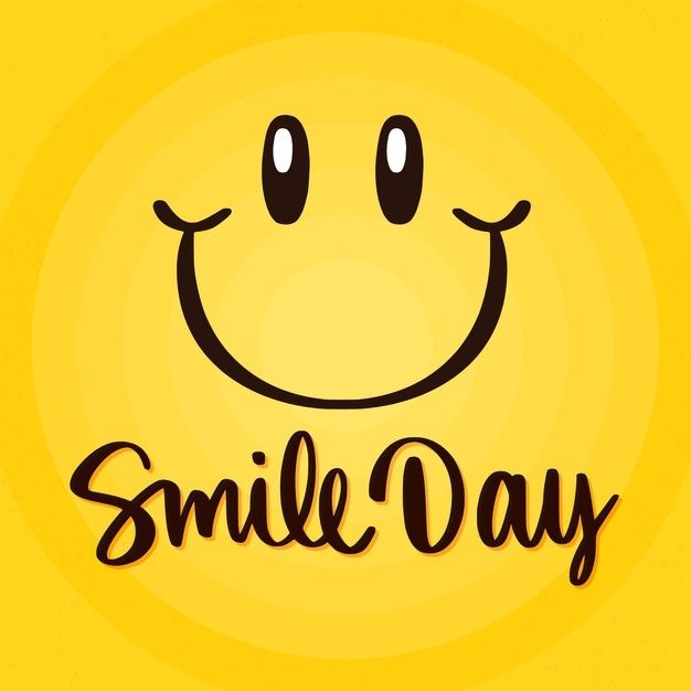 Free Vector World Smile Day Lettering With Face World Smile Day