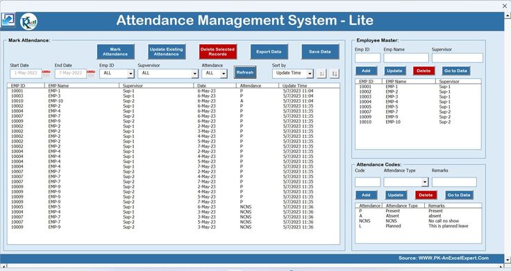 Attendance Management System Lite Excel Vba