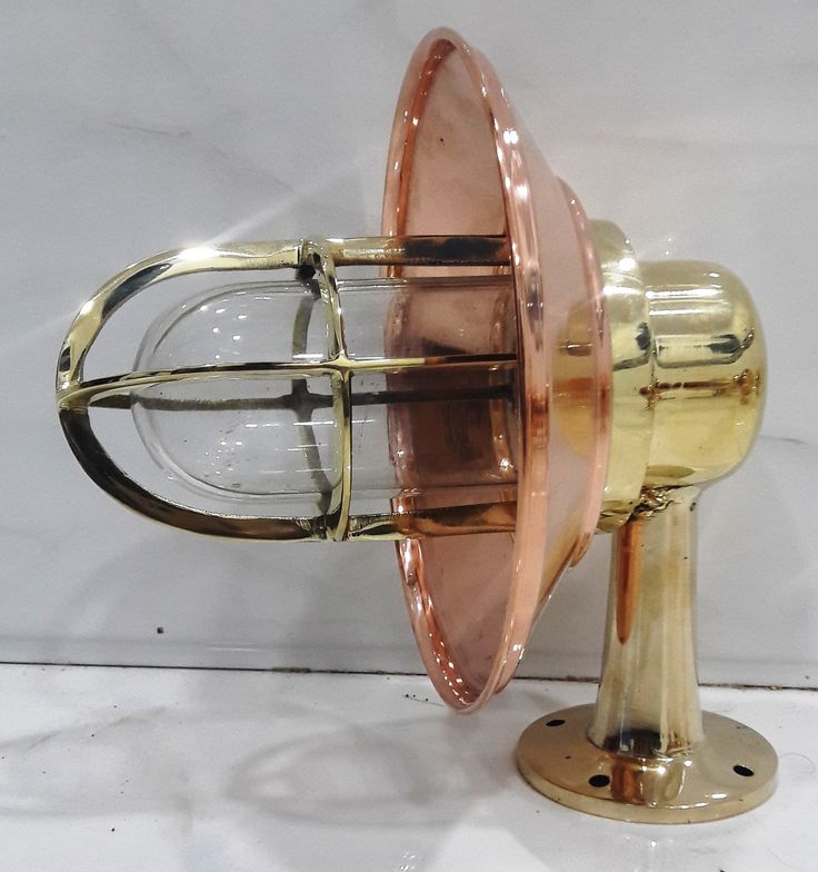 Nautical New Marine Brass Ship Wall Passageway Bulkhead Light With Copper Shade Brass Ship