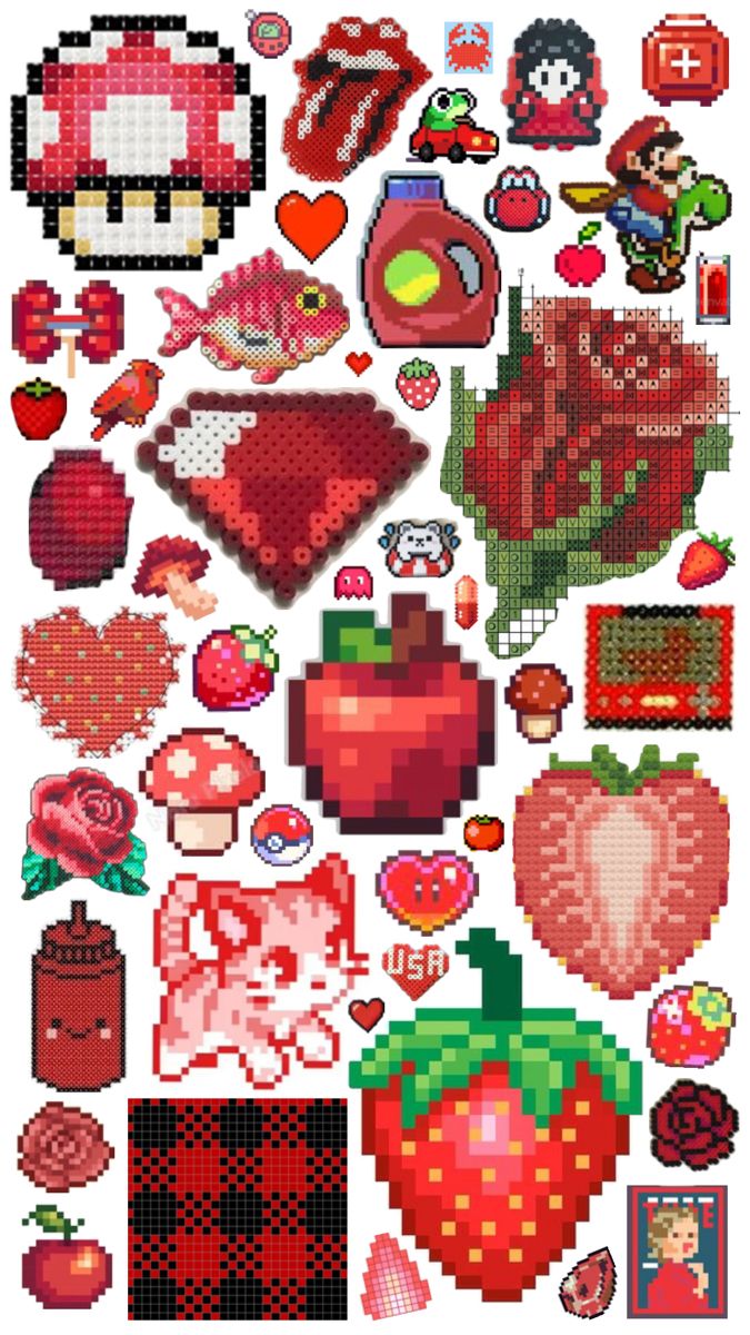 Red Pixels Pixel Art Easy Pixel Art Perler Bead Art