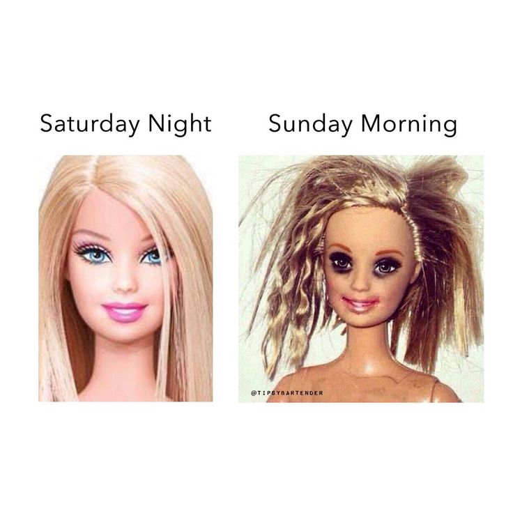 Saturday Night Vs Sunday Morning Barbie Funny Bad Barbie Barbie